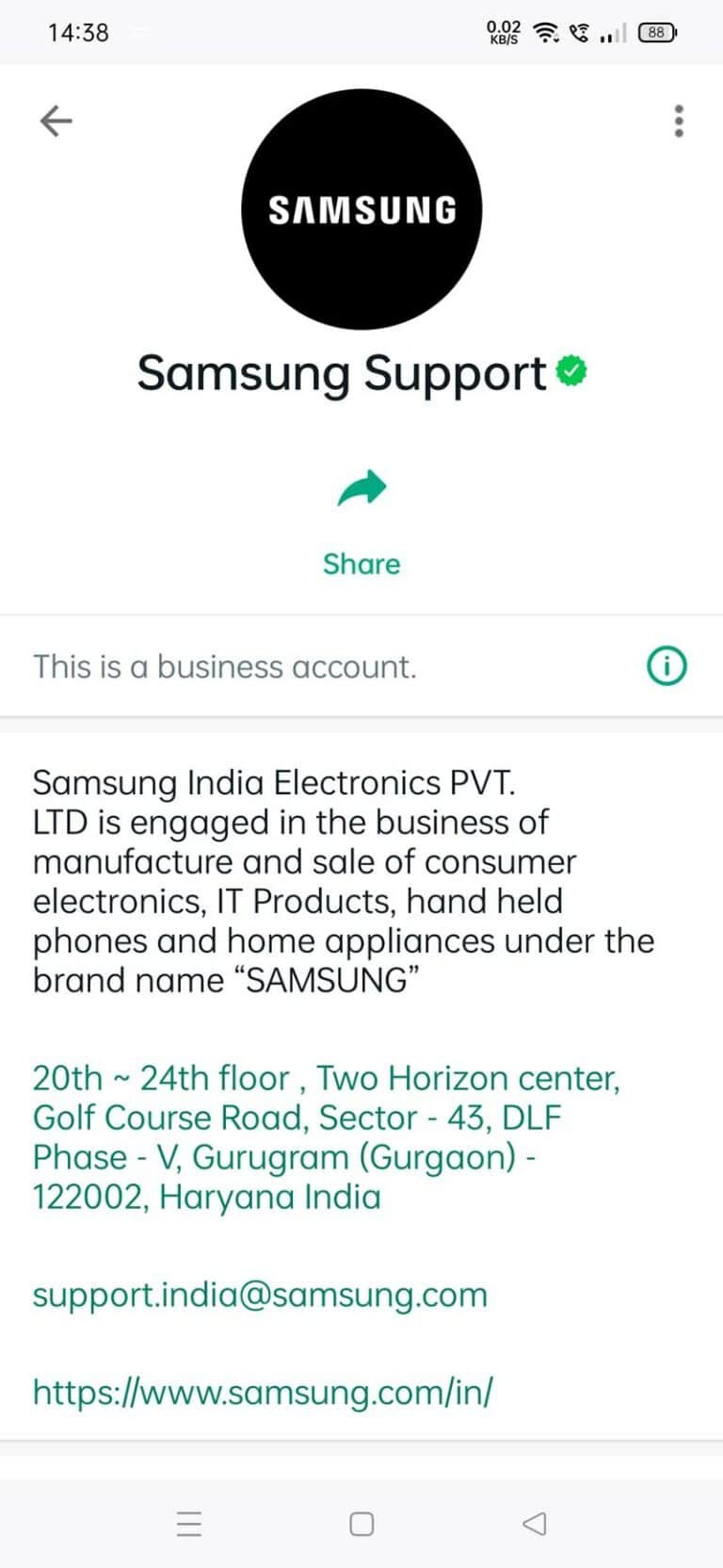 Samsung Whatsapp support chat number india